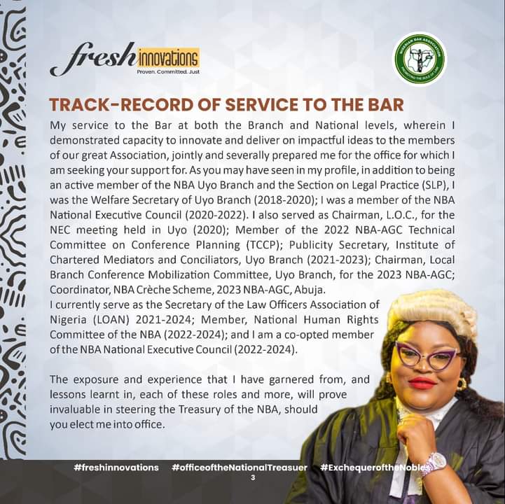 YOUNG LAWYERS BLESSING UDOFA-POROMON SHOULD BE VOTED AS NATIONAL ...